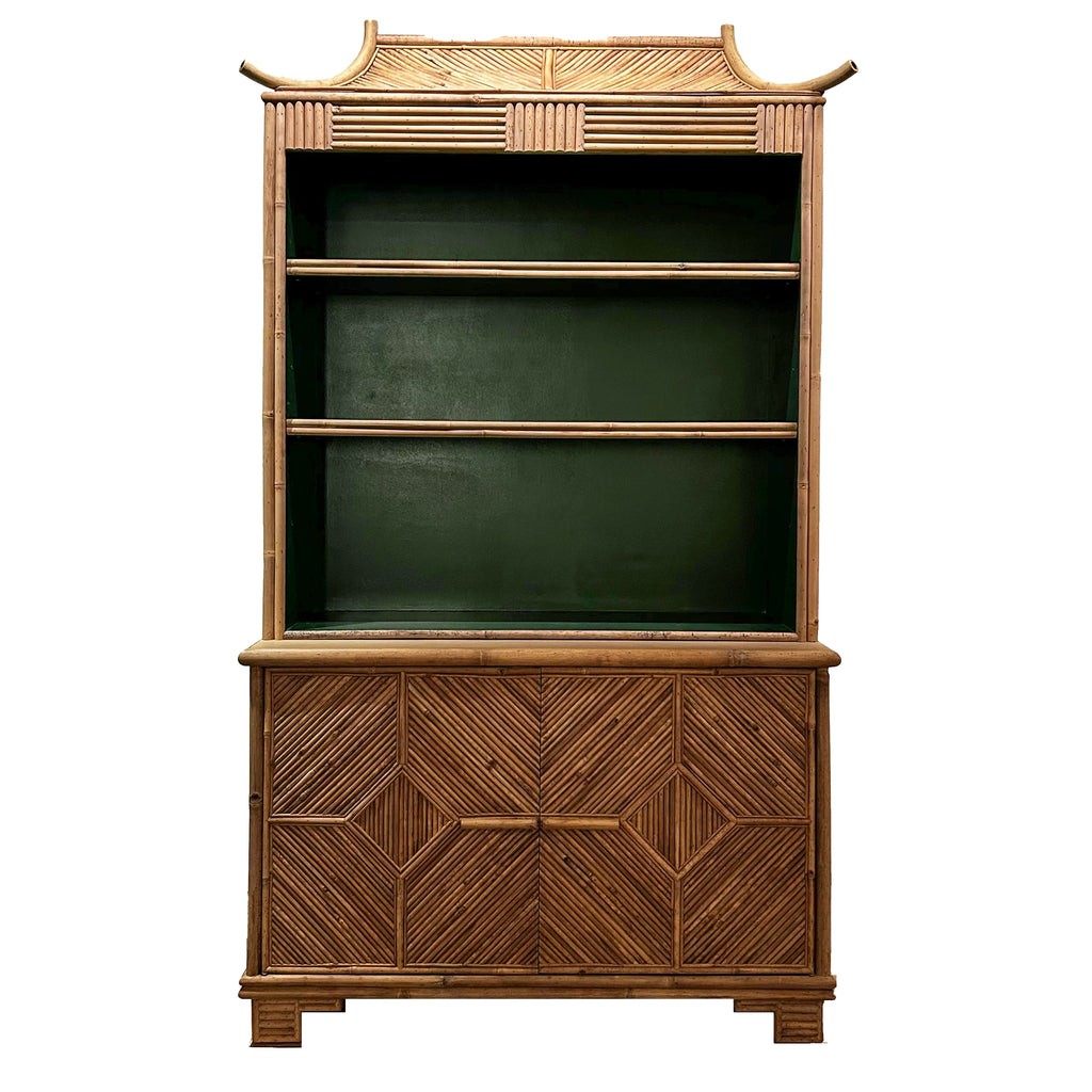 Alfred Bamboo Bookcase with Fir Green Interior – Nina Campbell
