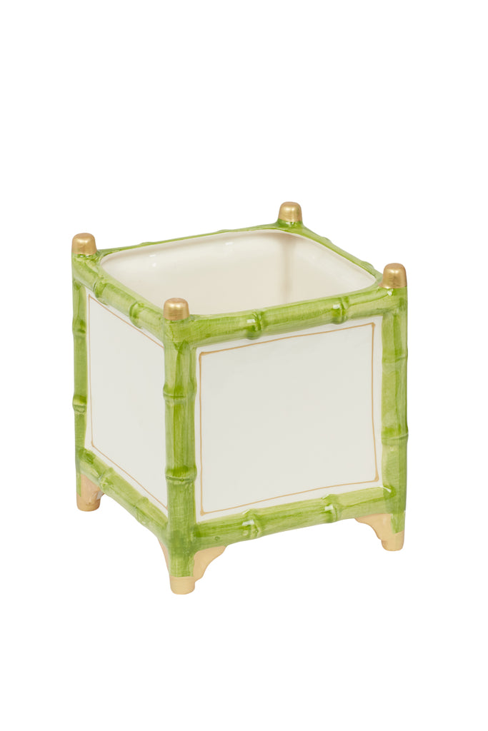 Cachepot Bamboo Large Green/White/Gold | Nina Campbell