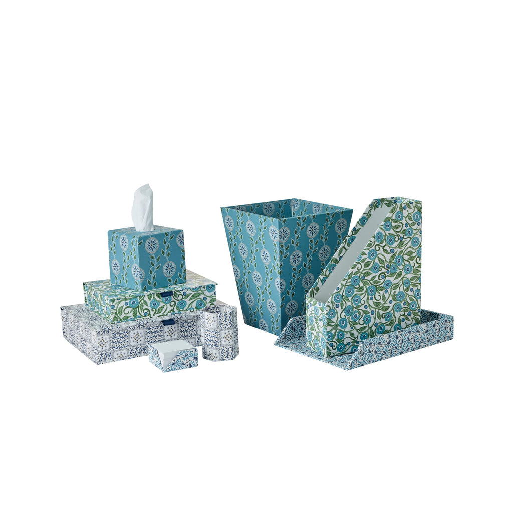 Aster Tissue Box Blue | Nina Campbell