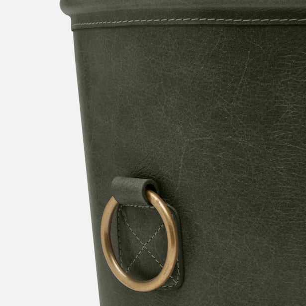 Ogden Forest Full-Grain Leather Wastebasket | Nina Campbell