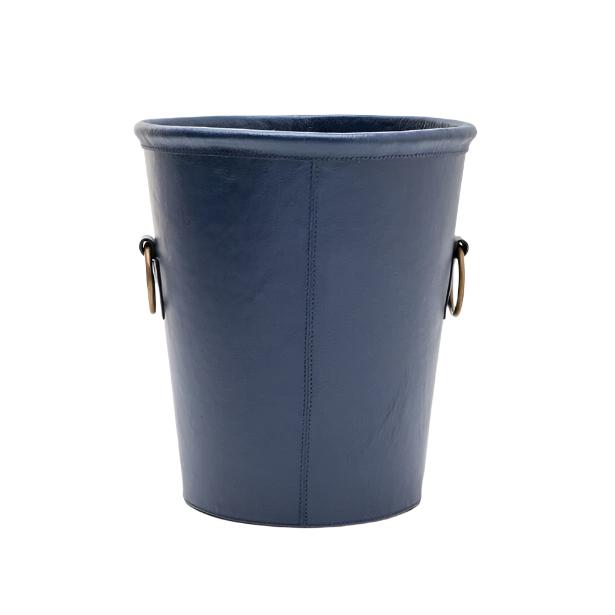 Ogden Navy Full-Grain Leather Wastebasket – Nina Campbell