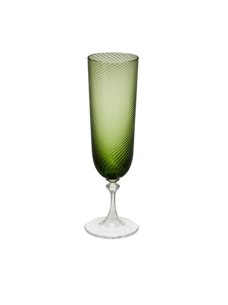 Murano Champagne Flute Green | Nina Campbell