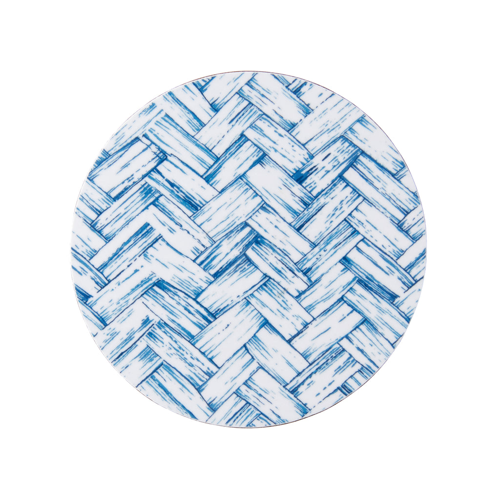 Basketweave Coaster - Blue | Nina Campbell