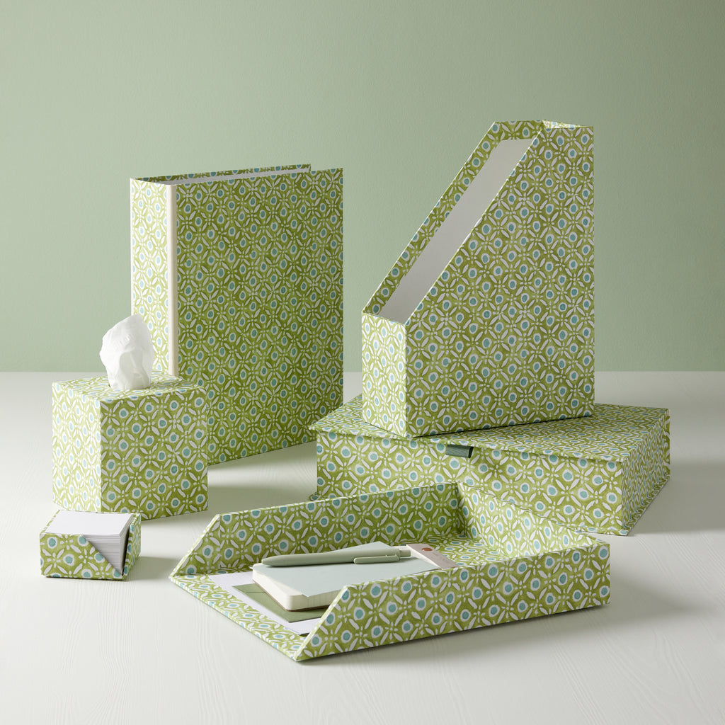Waste Basket Batik Dots Green/Aqua – Nina Campbell