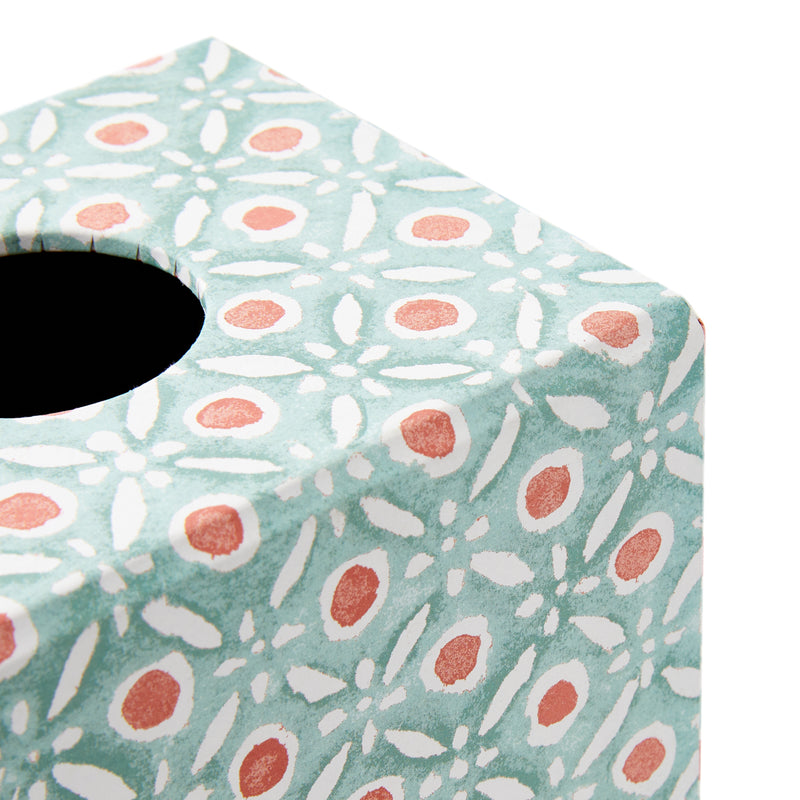 Tissue Box Batik Dots Coral/Aqua – Nina Campbell
